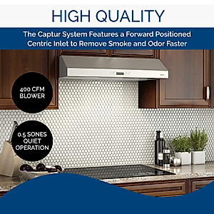 Broan-NuTone Glacier 30-inch Under-Cabinet 4-Way Convertible Range Hood with 3-Speed Exhaust Fan and Light, 450 Max Blower CFM, Stainless Steel