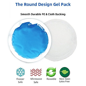 Small Ice Packs 12 Round Reusable Hot Cold Gel Packs for Injuries, Mini Gel Cold Pack for Pain Relief, Breastfeeding, Cold Compress with Cloth Backing & Sleeve for Wisdom Teeth, Swelling or Soreness