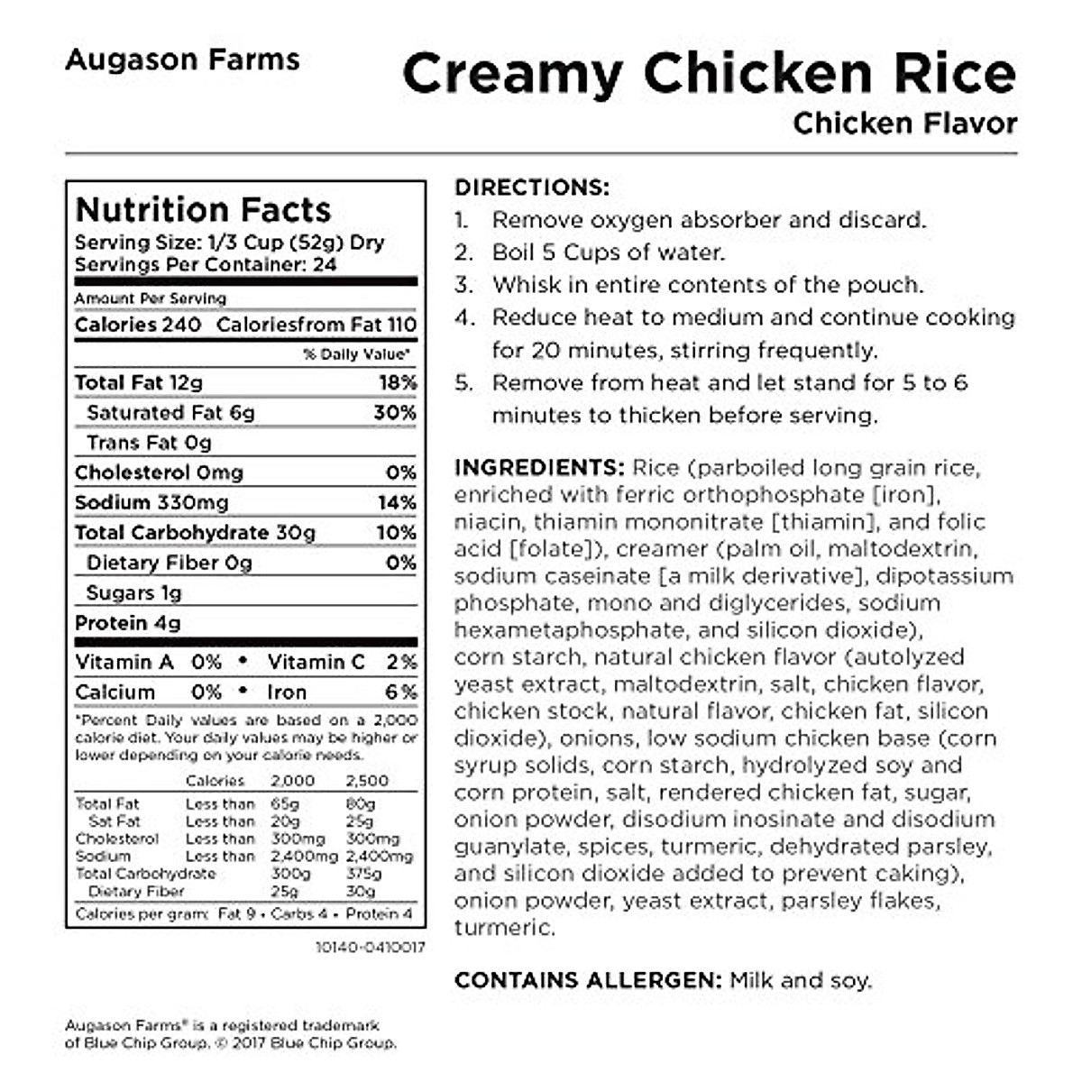 Augason Farms Creamy Chicken Rice Chicken Flavor 2 lbs 12 oz No. 10 Super Can