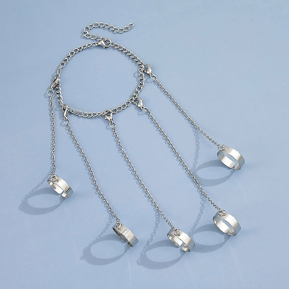 Hand Chain Bracelet Ring Bracelet Hand Chain Dainty 14K Gold Finger Ring Bracelet Trendy Adjustable Rhinestone Finger Ring Hand Chain for Women Gifts Trendy Stuff