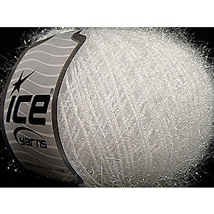 Sparkle Soft White - Ice Yarns Metallic Lurex Nylon Eyelash Yarn 50gr 153yds