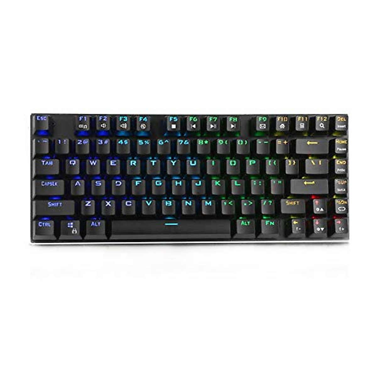 Teerwere Gaming Keyboard 81 Key USB Wired RGB Backlit Blue Switch Mechanical Gaming Keyboard ABS Keycaps Mechanical Gaming Keyboard (Color : Black, Size : One Size)