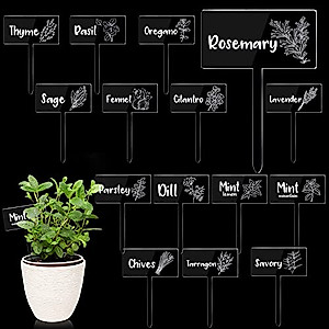 15 Pieces Herb Markers Herb T Type Tags Garden Labels with Printed Herb Name Waterproof Plant Marker Stakes for Indoor Outdoor Seed Flowerpot Potted Herbs (Herb, Acrylic)