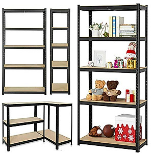 Garage Shelves Metal Shelves for Storage 5 Tier Garage Shelving Units, Closet Shelf Kitchen Storage Garage Storage Shelves, Heavy Duty 875KG Capacity Utility Rack Greenhouse Workshop Office Shelf