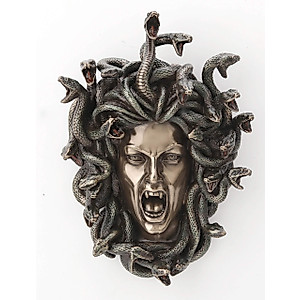 Veronese Design 7 1/4 Inch Greek Head Of Medusa Wall Plaque Cold Cast Resin Antique Bronze Finish Wall Sculpture Home Decor