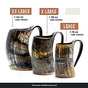 Norse Tradesman Personalized Engraved Viking Drinking Horn Mug - Holiday Themed Designs and Submit Your Text for Engraving - Multiple Tankard Sizes & Engraving Options