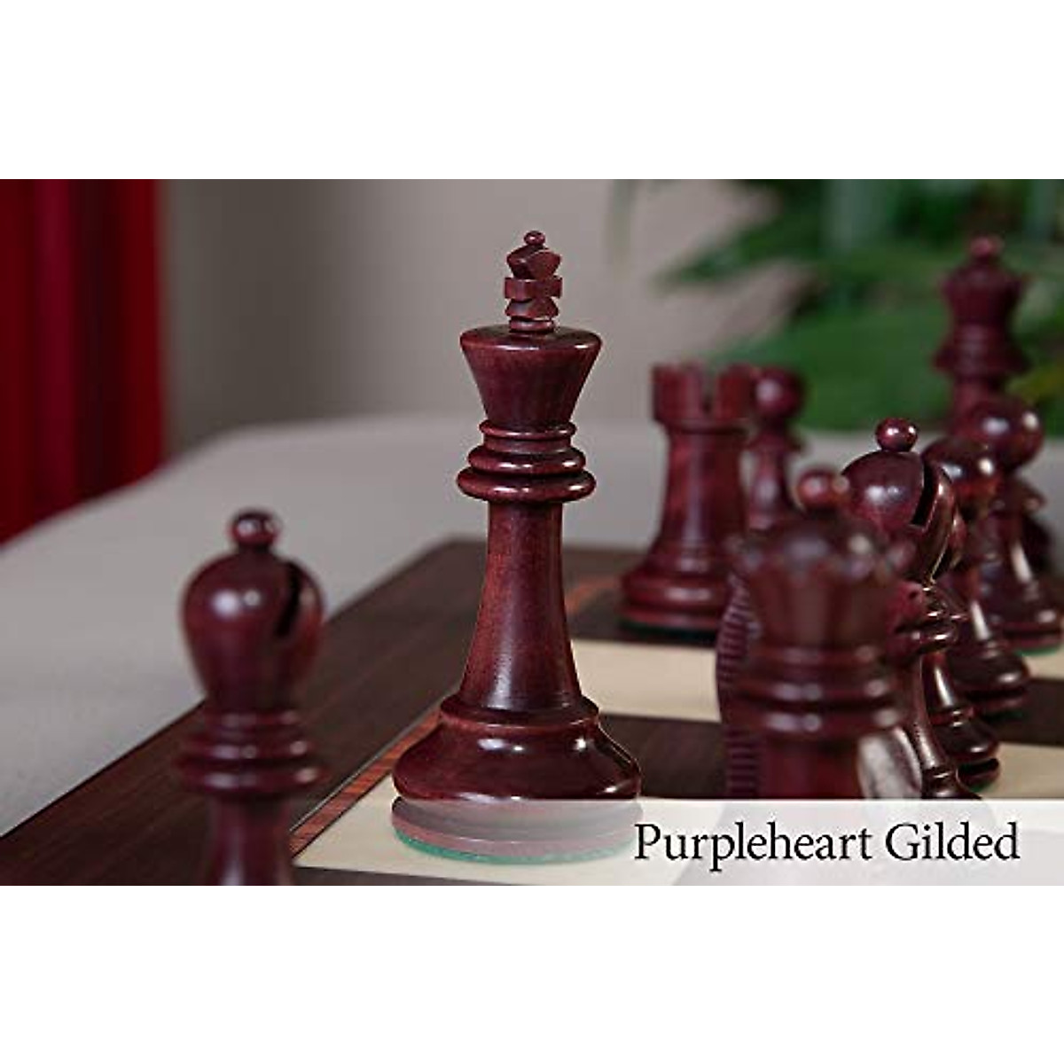 The House of Staunton The Reykjavik II Series Chess Set, Box & Board Combination - Purpleheart Gilded