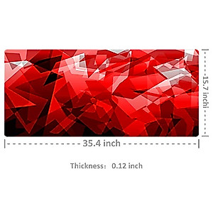 Benvo Extended Mouse Pad Large Gaming Mouse Pad- 35.4x15.7x0.12 inch Computer Keyboard Mouse Mat Non-Slip Mousepad Rubber Base and Stitched Edges for Game Players, Office, Study, Irregular Pattern