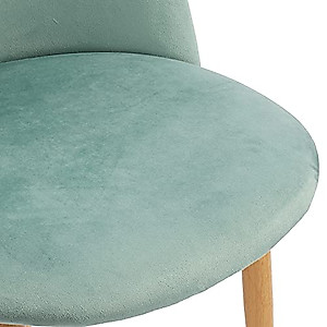 LSSBOUGHT Modern Velvet Dining Chairs Dining Room Chairs with Metal Legs,Set of 2 (Green)