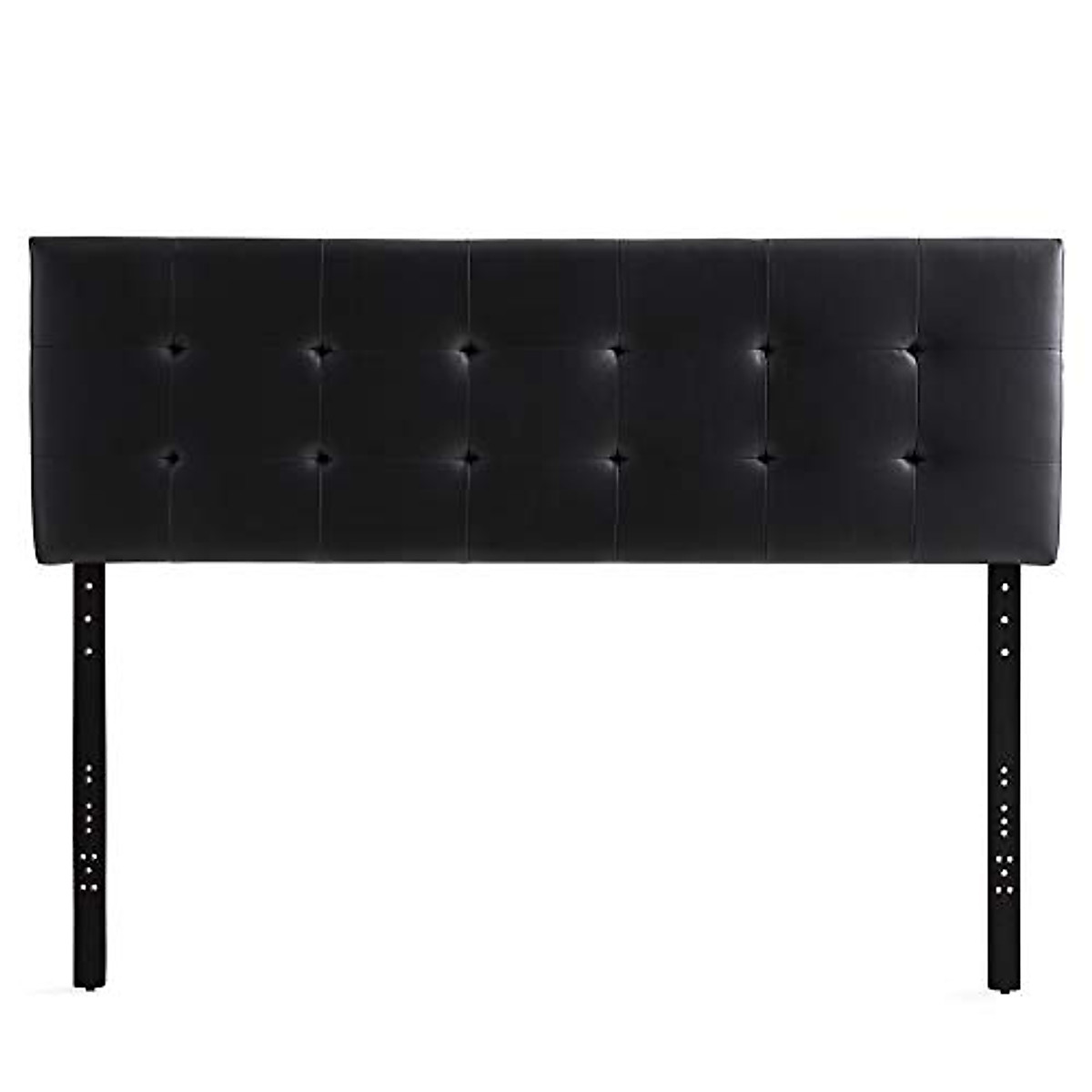 Edenbrook Hawthorne Faux Leather Headboard - Modern -Adjustable Height - Buttonless Tufting, Queen, Black