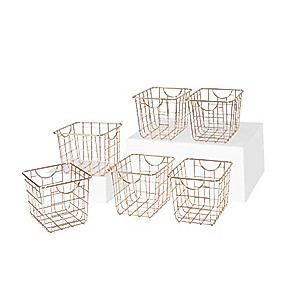 Spectrum Diversified Wire Pet, Toy, Office, Dorm Storage Bin Organizer, Basket, Mini, Pack of 6, Copper