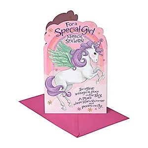 American Greetings Birthday Card for Girl (Pegasus with Stickers)