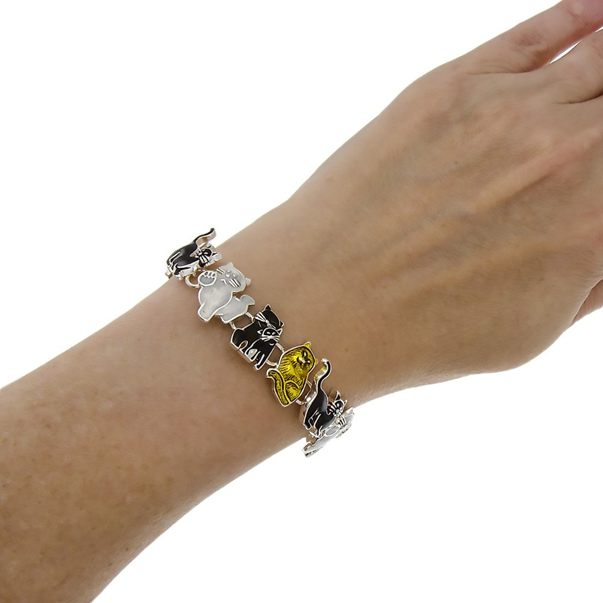 PammyJ Cat Bracelet Brown White and Black Cats