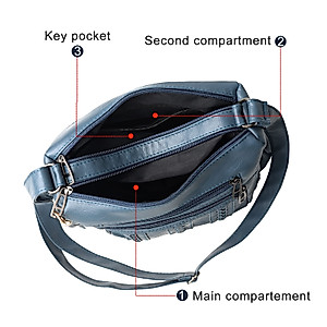 ELDA Purses for Women Pocketbooks Soft PU Leather Ladies Crossbody Purse Multi Pocket Shoulder Bag (Gray blue)