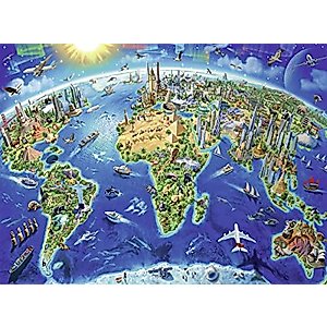Ravensburger World Landmarks Map | 300-Piece Educational Jigsaw Puzzle for Kids | Unique Pieces | FSC Certified Materials