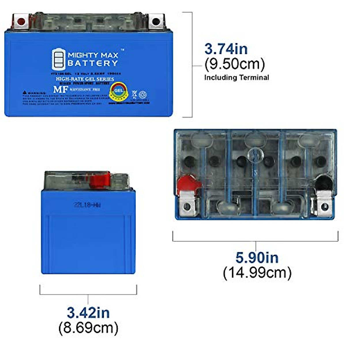 Mighty Max Battery YTZ10SGEL -12 Volt 8.6 AH, GEL Type, 190 CCA, Rechargeable Maintenance Free SLA AGM Motorcycle Battery (1 Pack)