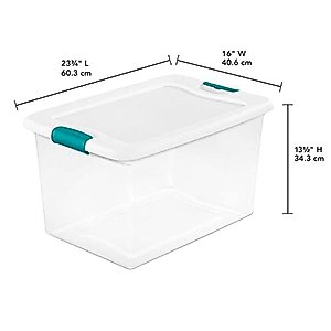 Sterilite 64 Quart Clear Plastic Stackable Storage Container Bin Box Tote with White Latching Lid Organizing Solution for Home & Classroom, 48 Pack