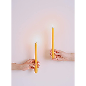 Natural Beeswax Taper Candles 10"- Beeswax Candles Set 6 Pack, Yellow