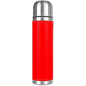 Pure Red Stainless Steel Water Bottle Leak-Proof, Double Walled Vacuum Insulated Flask Thermos Cup Travel Mug 17 OZ