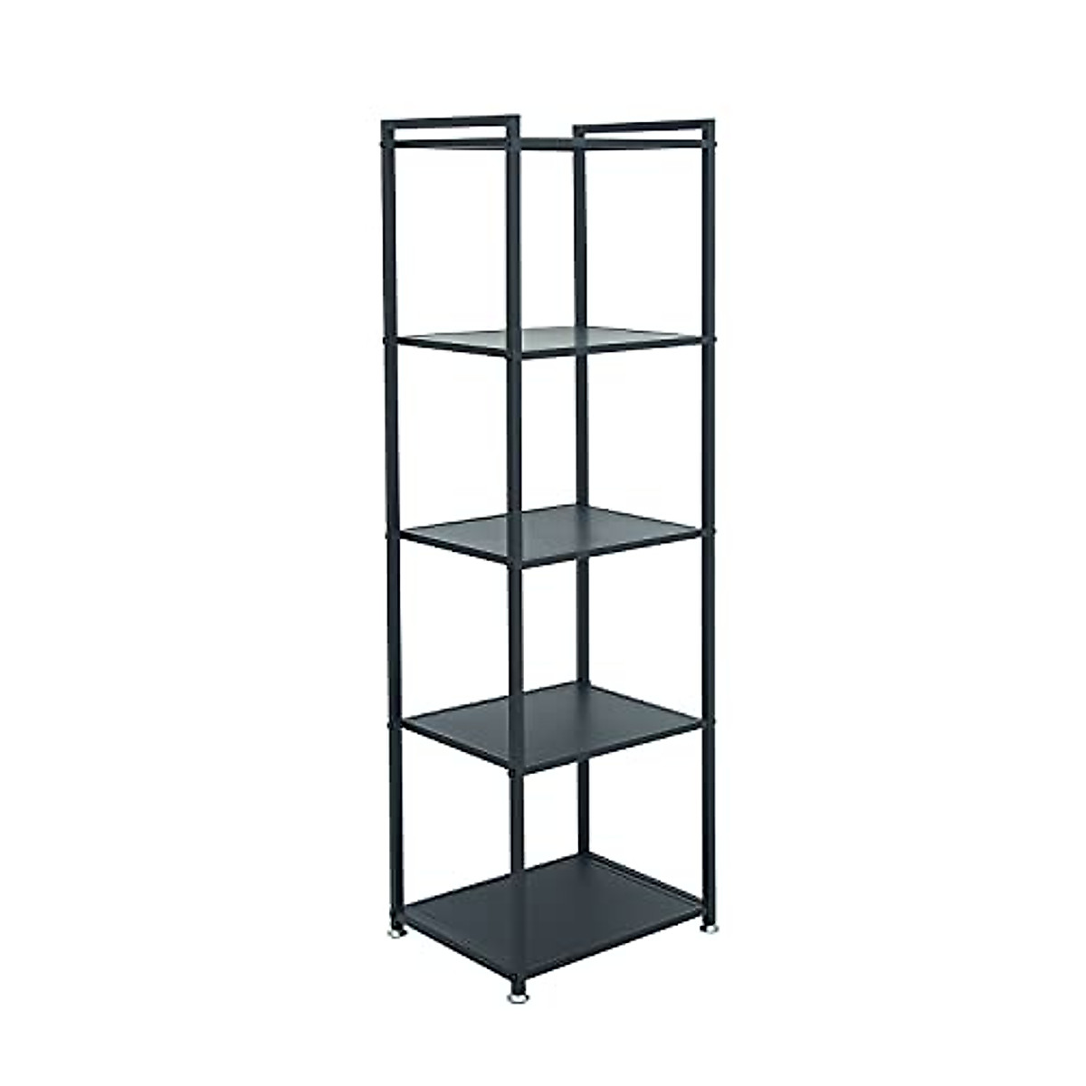 ZIOTHUM Display Shelf, 5-Tier Shelf Stand, Black Metal Thin Narrow Tall Large Corner Shelf Bookshelf Freestanding for Bedroom Shop Commercial Retail Storage(19.7x15.7x63)…