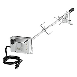 onlyfire 6022 Universal Grill Replacement Rotisserie Kit, with 37'' ×1/2'' Hexagon Spit Rod and Stainless Steel Electric Motor(Do No Fit Weber Gas Grill)
