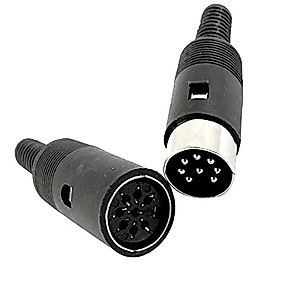 LYLGO 2 Pair Black DIN 8 Pin Female Male Adapter Socket Audio AV Connector