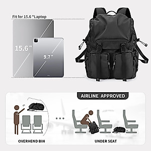 BJIAX Laptop Backpack for Men & Women, Water Resistant College School Computer Bag, Casual Backpack for Work, Daily, Travel, Hiking Fits 15.6 Inch Computer and Notebook