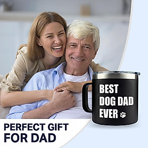 Hyturtle Best Dog Dad Ever Coffee Black Mug/Tumbler 14oz Gift For Dad, Gifts For Dad From Daughter, Son, Kids - Fathers Day - Birthday Gift Idea For Dog Lovers - Christmas Gifts For Father, Men