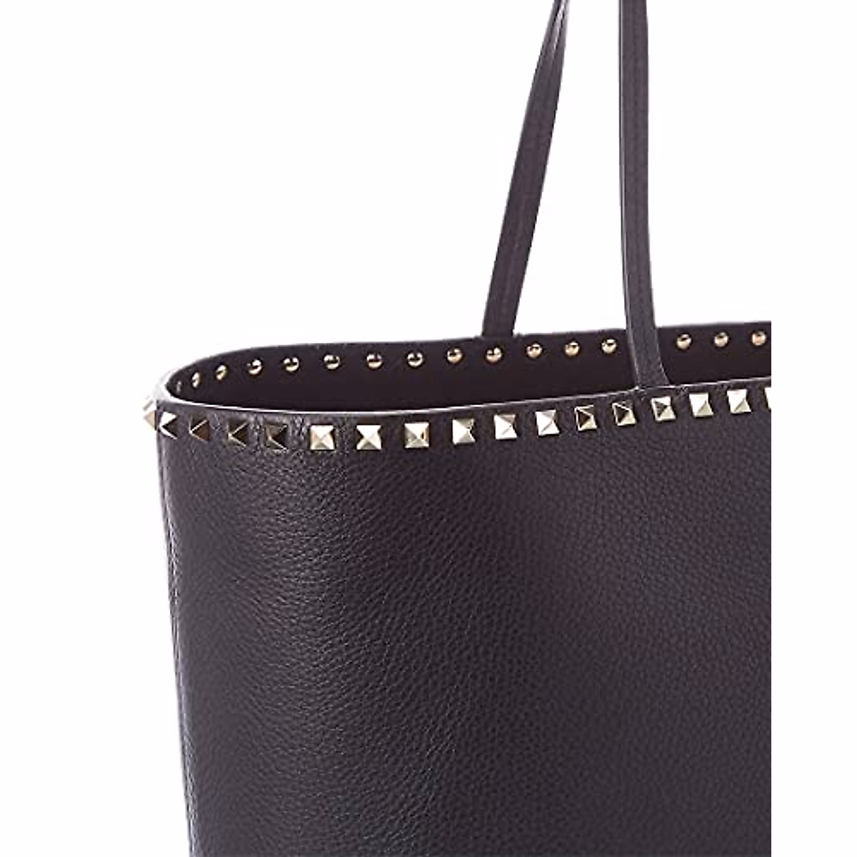 Valentino Rockstud Large Grainy Leather Shopper Tote, Black