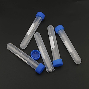 Kesell Centrifuge Tubes Round Bottom Screw Cap Plastic Test Tube Vials 10ml with Graduation and Writing Area, Pack of 20