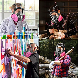 VITIJY Full Face Respirator Mask - 6800 Reusable Gas Mask with Filters 60923 & 2097 for Painting, Mechanical Polishing, logging, Welding, Dust, Sanding & Cutting