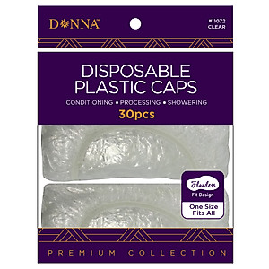 Donna Disposable Shower Caps for Travel - 30PCS Plastic Hair Caps Shower Caps for Women or Men Elastic Band Waterproof Plastic Bathing Showering All Hair Textures…