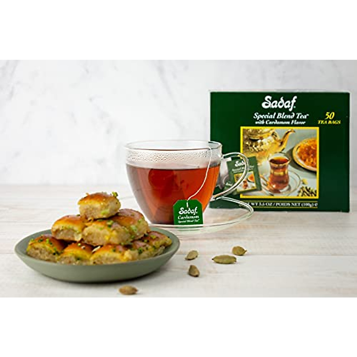 Sadaf Cardamom Tea Bags | Special Blend Cardamom Ceylon Black Tea | Quicktea Product harvested in Sri Lanka | 100 bags (Pack of 1)