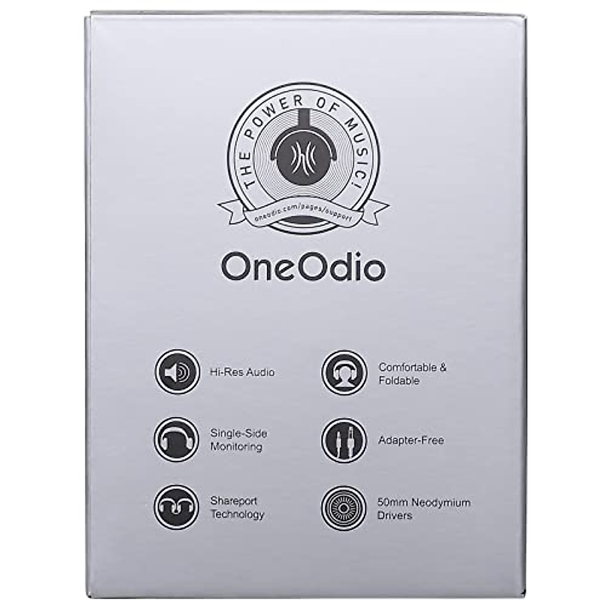 OneOdio Over Ear Headphone, Wired Bass Headsets with 50mm Driver, Foldable Lightweight Headphones with Share Port and Mic for Recording Monitoring Mixing Podcast Guitar PC TV (Light Blue)