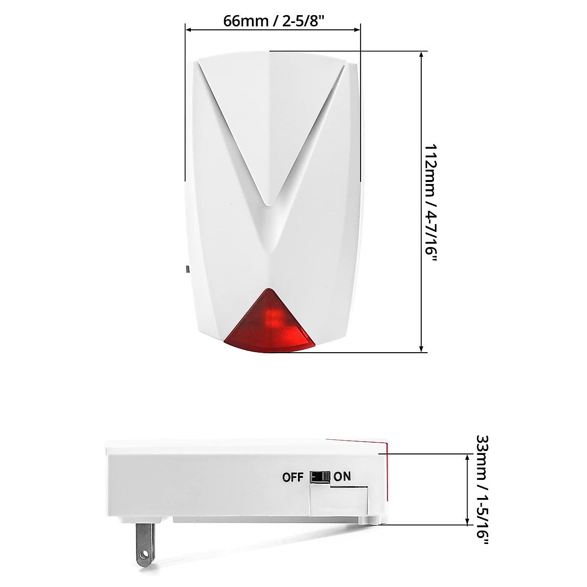 QWORK Power Failure Alarm, 2 Pack, 118 db Loud Siren with LED Light, 110V to 220V, Off/On Alert