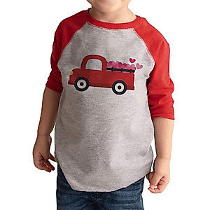 7 ate 9 Apparel Kid's Love Truck Valentine's Day Red Raglan Shirt 5T
