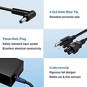 65W 19.5V 3.33A Ac Adapter for HP Pavilion x360 11 13 15, Zbook 14u G4 G5 15u 15 G3, 15-f111dx 15-f211wm 15-f233wm 15-f278nr 15-r052nr 15-r132wm Power Supply Blue Tip