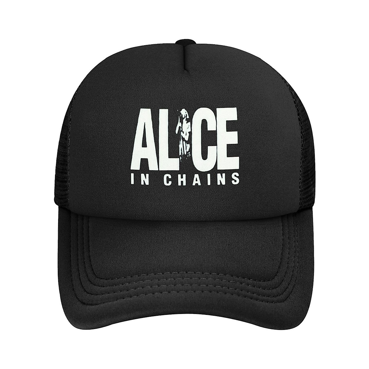 CASOWAT Alice Rock in Chains Band Mesh Baseball Cap for Men Women Adjustable Snapback Caps Summer Trucker Hat Black
