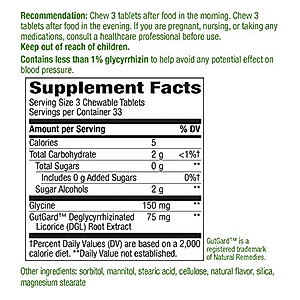 Nature’s Way DGL, Soothing Digestive Relief*, Sugar-Free, Vegan, Gluten-Free, 100 Chewables