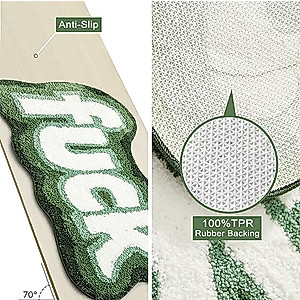 RoomTalks Green Cute Funky Bathroom Rugs Non Slip Washable, Shaggy Soft Absorbent Funny Cool Unique 2x3 Accent Throw Carpet Small Area Rugs for Bedroom Bathroom Dorm Kitchen Rude Swear Words Fuck Rug