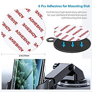 AZXYI Very High Bond Sticky Adhesive for Dashboard Pad Mounting Disk, 6pcs Car Sticky Adhesive Replacement, Double Sided Stickers Adhesive for Suction Cup Dashboard Disc, GPS, Windshield, Dash Cam