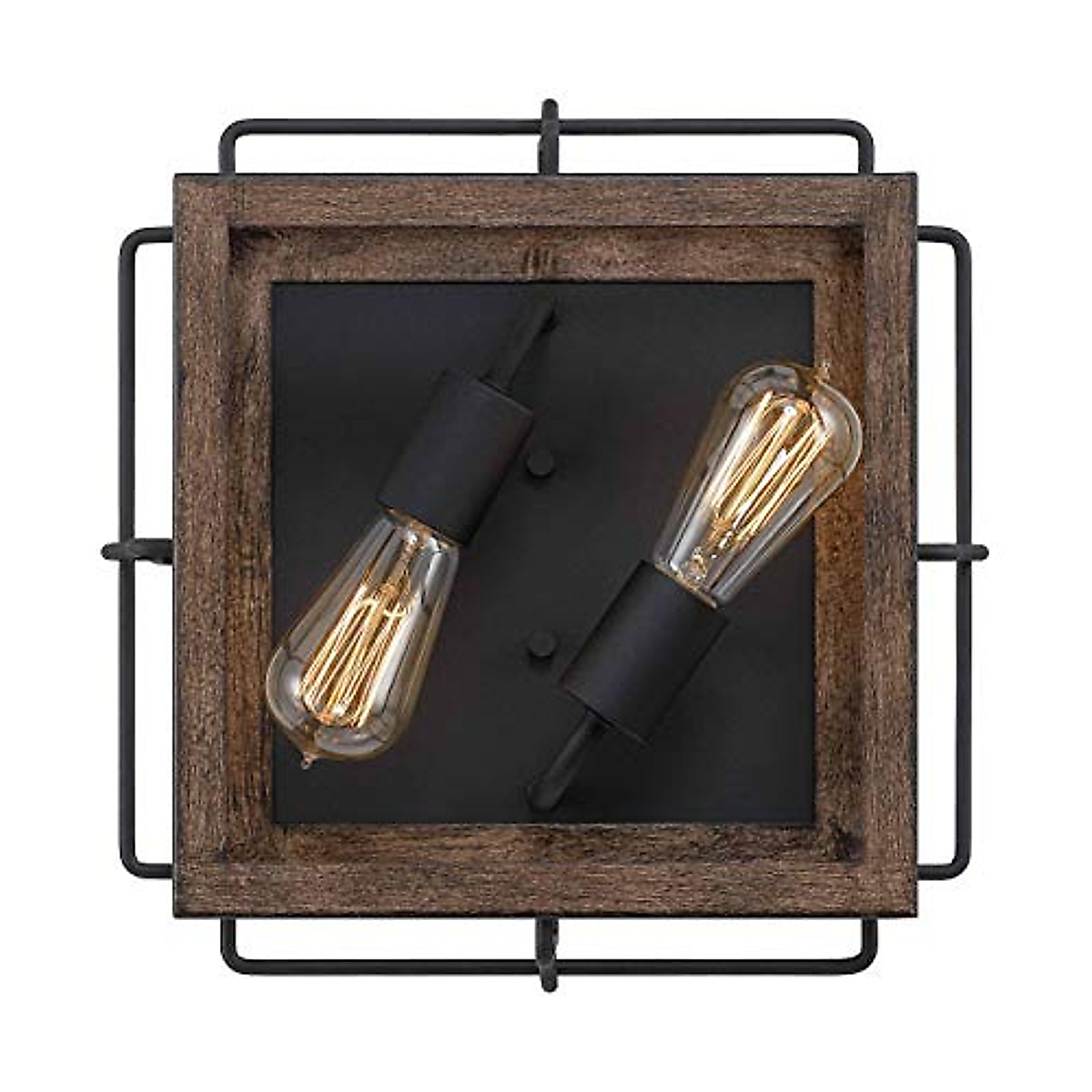 Tawson Amos Modern Farmhouse 2-Light Flush Mount Ceiling Light with Wood Shade for Hallway, Entryway, Passway, Dining Room, Bedroom, Garage, Kitchen Island, Balcony Living Room