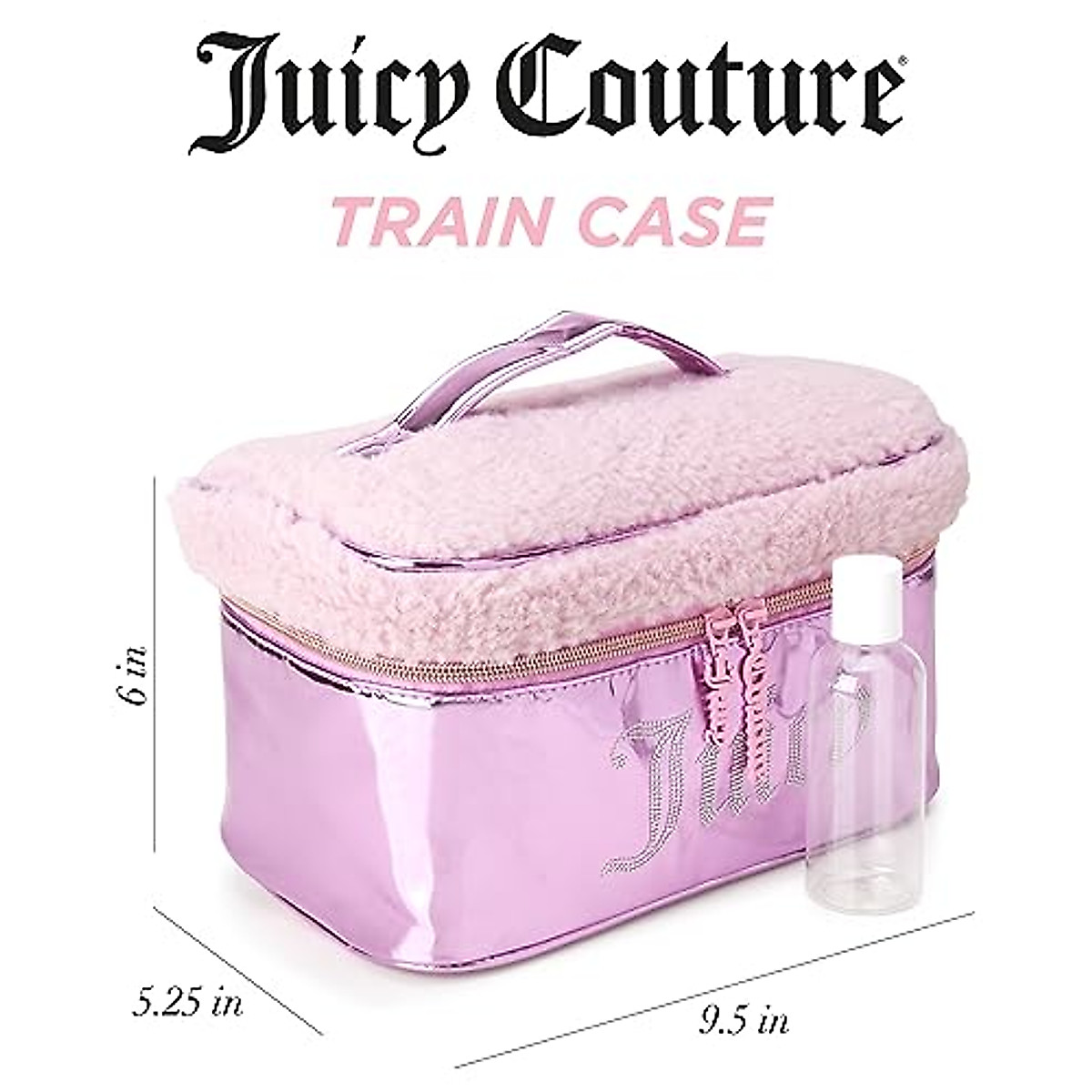 Juicy Couture Women's Cosmetics Bag - Travel Makeup and Toiletries Train Case Organizer, Pink