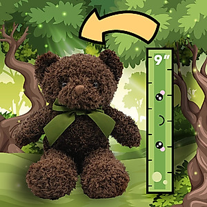 Fluffuns Teddy Bear Plush - Cute Teddy Bears Stuffed Animals - 3-Pack of Stuffed Bears - 9 Inch Height (Dark Brown)