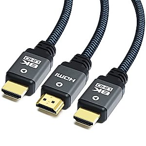 Yauhody 8K HDMI Cable 6.6ft (3 Pack), 48Gbps High Speed HDMI 2.1 Cable Durable Nylon Braided HDMI Cord, Supports 8K 60Hz 4K 120Hz 144Hz 3D Dynamic HDR HDCP 2.2 eARC 4:4:4, 100% Real 8K Quality