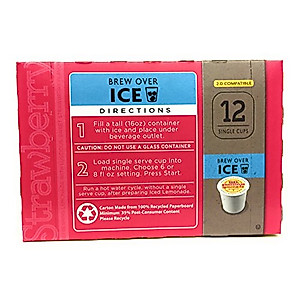 HEB Brew Over Ice, Strawberry Lemonade Single Serve Cups compatible with Keurig 2.0, 12 cts