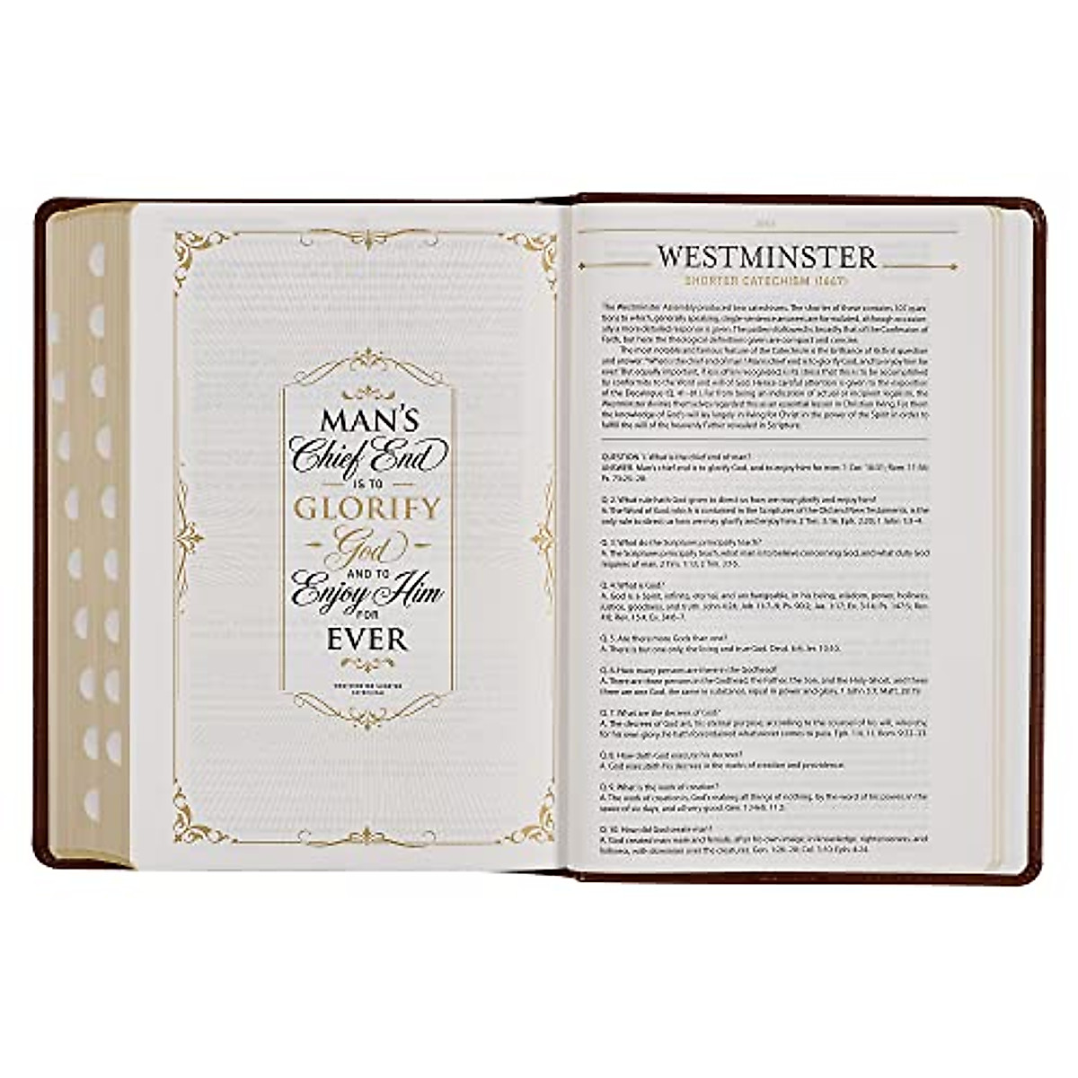 KJV Study Bible, Large Print Faux Leather - Thumb Index, King James Version Holy Bible, Art Nouveau Framed Saddle Tan