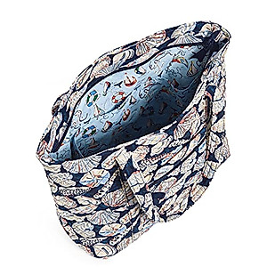 Vera Bradley Women's Cotton Vera Tote Bag, Morning Shells - Recycled Cotton, One Size