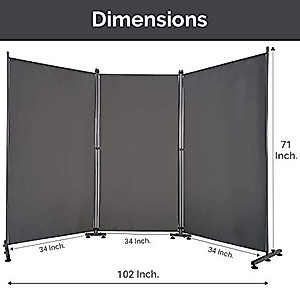 Room Divider – Folding Partition Privacy Screen for School, Church, Office, Classroom, Dorm Room, Kids Room, Studio, Conference - 102" W X 71" Inches - Freestanding & Foldable