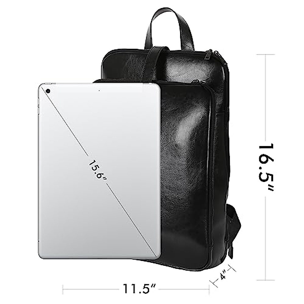 Womens and Men Backpack, Purse Leather 15.6 Inch Laptop Large Travel Business Vintage College Casual Daypack Purse Shoulder Bags, Black+ Brown